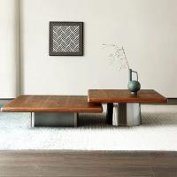 China Bespoke Square Coffee Table Luxury Living Room Furniture Stainless Steel High Low Combination for sale
