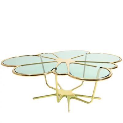 China Italian Modern Coffee Table Luxury Living Room Furniture Stainless Steel Tempered Glass for sale