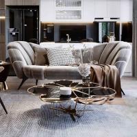 China Italian Modern Coffee Table Luxury Living Room Furniture Stainless Steel Tempered Glass for sale