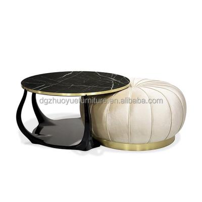 China Cloud Round Marble Combination Coffee Table Luxury Living Room Furniture Wooden Movable Feature for sale