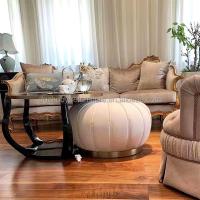 China Cloud Round Marble Combination Coffee Table Luxury Living Room Furniture Wooden Movable Feature for sale