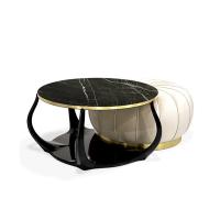 China Cloud Round Marble Combination Coffee Table Luxury Living Room Furniture Wooden Movable Feature for sale
