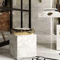 China Marble Brass Square Top Corner Coffee Table Luxury Living Room Furniture Custom Color for sale