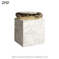 China Marble Brass Square Top Corner Coffee Table Luxury Living Room Furniture Custom Color for sale