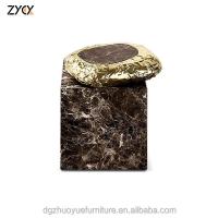 China Marble Brass Square Top Corner Coffee Table Luxury Living Room Furniture Custom Color for sale