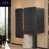 China Solid Wood Wine Cabinet Luxury Living Room Furniture Shaker Doors Five Drawers Large Capacity for sale