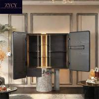 China Solid Wood Wine Cabinet Luxury Living Room Furniture Shaker Doors Five Drawers Large Capacity for sale
