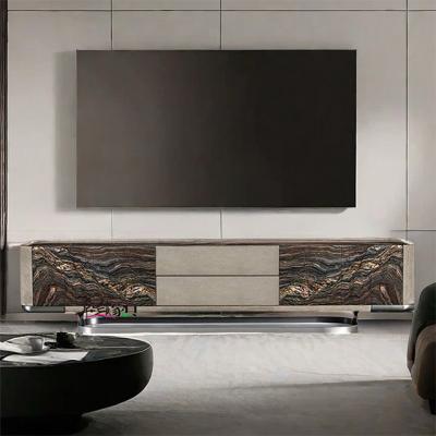China Rock Plate Nordic Stainless Steel TV Cabinet Luxury Living Room Furniture Modern Storage for sale