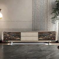 China Rock Plate Nordic Stainless Steel TV Cabinet Luxury Living Room Furniture Modern Storage for sale