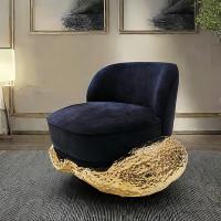 China Black Velvet Fabric Sofa Set Metal Brass Trim Elegant Hotel Apartment Design for sale
