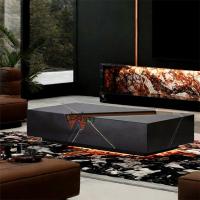 China Birch Wood Creative Black Shaped Marble Coffee Table Modern Design Home Villa for sale