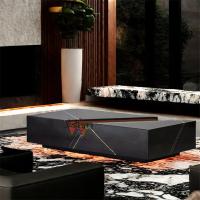 China Birch Wood Creative Black Shaped Marble Coffee Table Modern Design Home Villa for sale