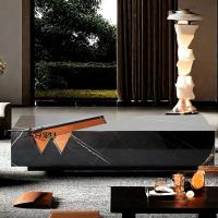 China Birch Wood Creative Black Shaped Marble Coffee Table Modern Design Home Villa for sale