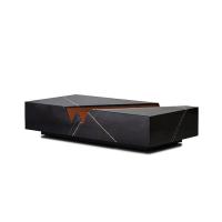 China Birch Wood Creative Black Shaped Marble Coffee Table Modern Design Home Villa for sale