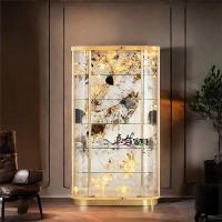China Pixels Mosaic Stainless Steel Base Wine Cabinet Modern Storage Design Home for sale