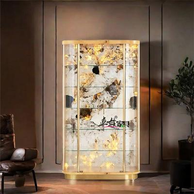 China Pixels Mosaic Stainless Steel Base Wine Cabinet Modern Storage Design Home for sale