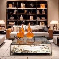 China Modern Bespoke Marble Tea Table Creative Square Glass Coffee Table Advanced Sense for sale