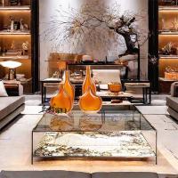 China Modern Bespoke Marble Tea Table Creative Square Glass Coffee Table Advanced Sense for sale