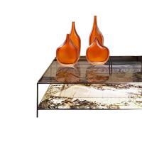 China Modern Bespoke Marble Tea Table Creative Square Glass Coffee Table Advanced Sense for sale