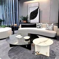 China Oval Black Marble Top Coffee Table Set Gold Accent Base Modern Side Table for sale