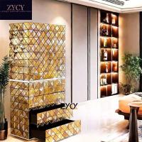 China Pixel Designer Solid Oak Wood Wine Cabinet Creative Space Saving Storage for sale