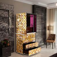 China Pixel Designer Solid Oak Wood Wine Cabinet Creative Space Saving Storage for sale
