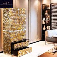 China Pixel Designer Solid Oak Wood Wine Cabinet Creative Space Saving Storage for sale