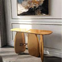 China Italian Modern Gold Corner Table Advanced Sense for Living Room Villa Hotel for sale