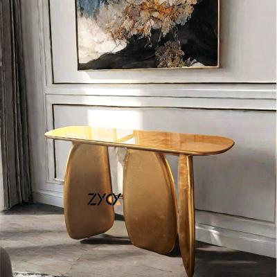 China Italian Modern Gold Corner Table Advanced Sense for Living Room Villa Hotel for sale