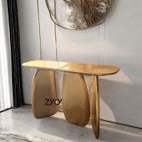 China Italian Modern Gold Corner Table Advanced Sense for Living Room Villa Hotel for sale