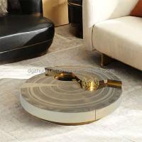 China Stainless Steel Etched Gold Coffee Table Set Modern Villa Hotel Home Decor for sale