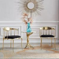 China Movable FRP Coffee Table Tempered Glass Top Metal Frame Palm Leaf Design for sale