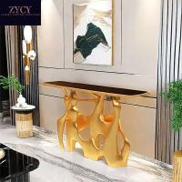 China Elegant Luxurious Metal Entrance Console Table High End Feel Modern Design Visual Platform for sale