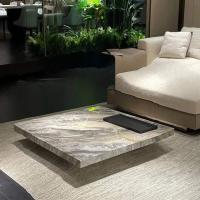 China Natural Granite Tea Set Stainless Steel Square Coffee Table Minimalist Italian Design for sale
