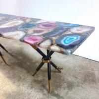 China Colorful Pattern Agate Coffee Table Italian Design Square Long Unique Modern for Living Room for sale