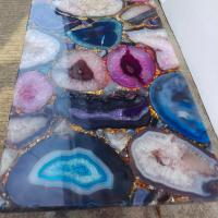 China Colorful Pattern Agate Coffee Table Italian Design Square Long Unique Modern for Living Room for sale