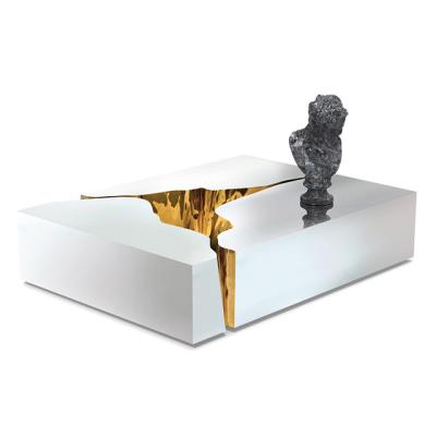China Spliced Italian Design Stainless Steel Coffee Table Modern Luxury Style for sale