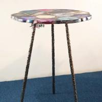China High Feet Exquisite Colored Round Coffee Table Console Home Hotel Decor for sale