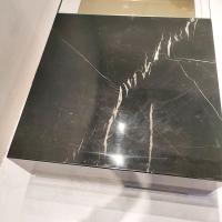 China Black White Granite Coffee Table Tempered Glass Rectangular Tea Table Minimalist Italian Design for sale