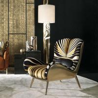 China Butterfly Accent Chair Luxury Lounge Furniture Gold Metal Legs Striped Fabric Upholstered for Living Room Villa Hotel for sale