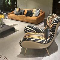 China Butterfly Accent Chair Luxury Lounge Furniture Gold Metal Legs Striped Fabric Upholstered for Living Room Villa Hotel for sale