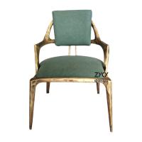 China Pure Copper Velvet Lounge Chair Luxury Lounge Furniture Leather Art Back for Dining Bar for sale
