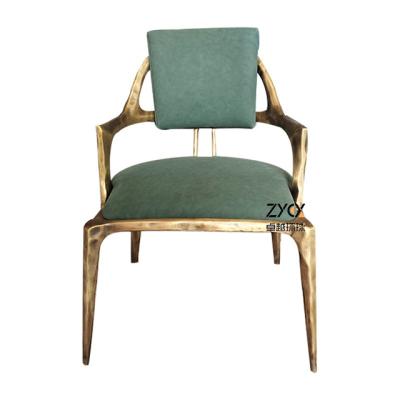 China Pure Copper Velvet Lounge Chair Luxury Lounge Furniture Leather Art Back for Dining Bar for sale