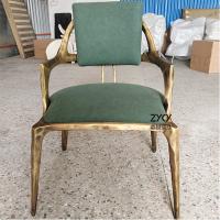 China Pure Copper Velvet Lounge Chair Luxury Lounge Furniture Leather Art Back for Dining Bar for sale