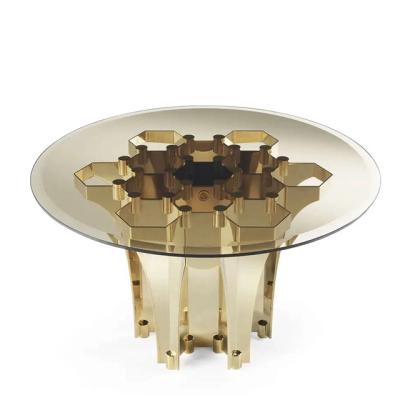 China Tempered Glass Coffee Table Italian High End Creative Stainless Steel Luxury Dining Furniture for Home for sale