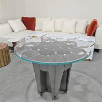 China Tempered Glass Coffee Table Italian High End Creative Stainless Steel Luxury Dining Furniture for Home for sale