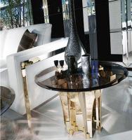 China Tempered Glass Coffee Table Italian High End Creative Stainless Steel Luxury Dining Furniture for Home for sale