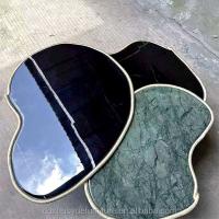 China Cloud Shape Black Green Marble Top Coffee Table Metal Legs Villa Design for sale