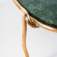 China Cloud Shape Black Green Marble Top Coffee Table Metal Legs Villa Design for sale