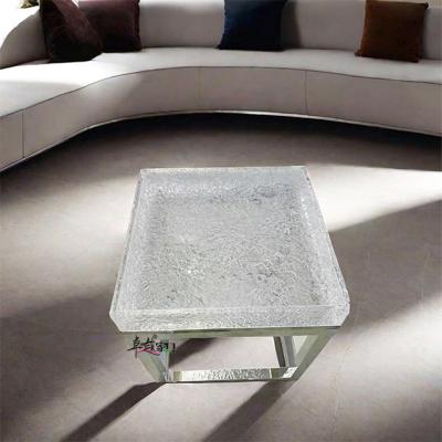China Modern Rectangular Transparent Acrylic Coffee Table High End Metal Art Side Table for sale